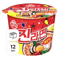 Продажа мелким оптом Лапша быстрого приготовления Джин Рамён острая Ottogi, чашка 110 г х 12 шт ...